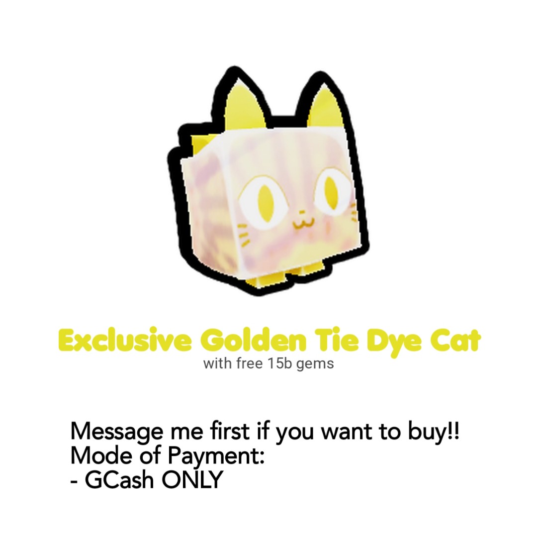Pet Simulator X Exclusive Golden Tie Dye Cat, Video Gaming, Video Games ...