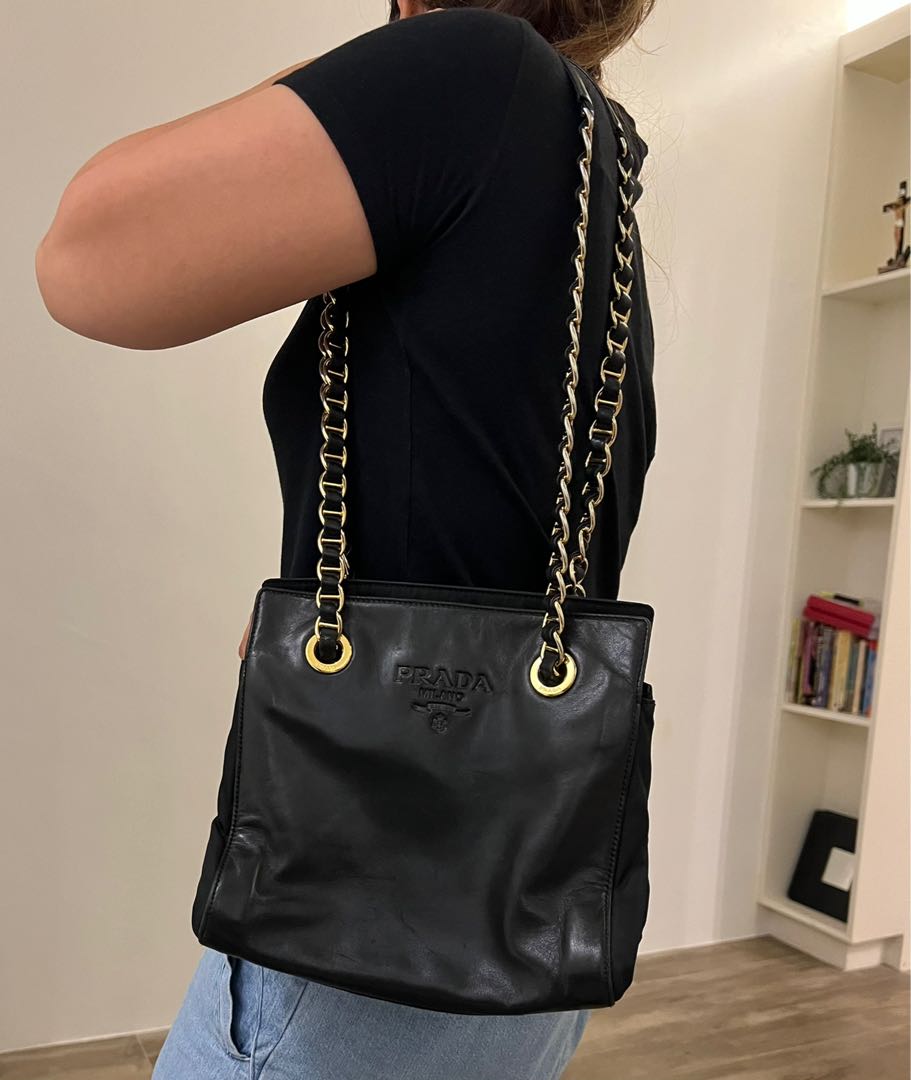 Prada Gold Chain, Luxury, Bags & Wallets on Carousell