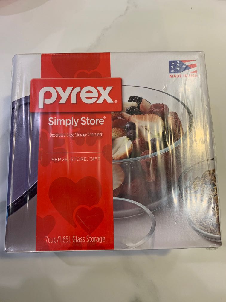 Pyrex Decorated Glass Storage Container by Corelle, Furniture & Home ...