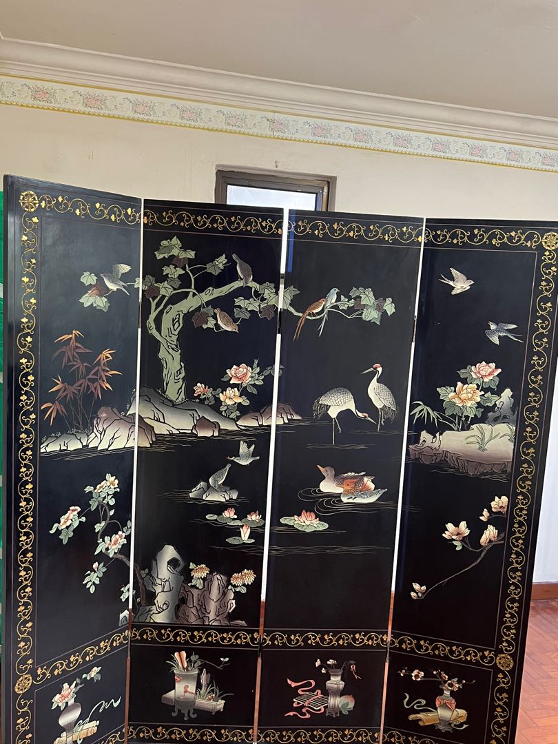 Rosewood Panel ( foldable 4 panel) w beautiful carvings, Furniture ...