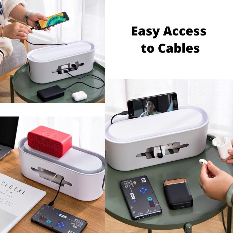 【SG】Cable Box/Cable Storage Organiser with Power Strip Cover/Phone ...