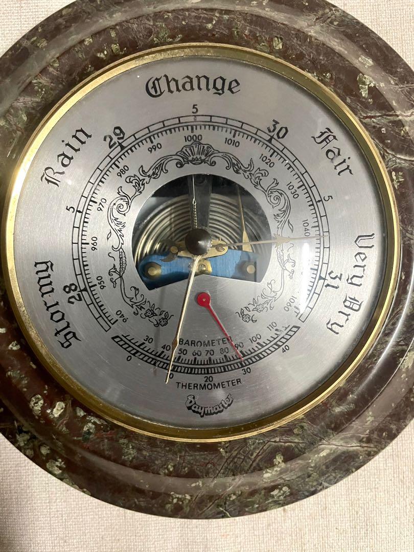 Vintage English " Daymaster " Marble Barometer with Thermometer 18cm ...