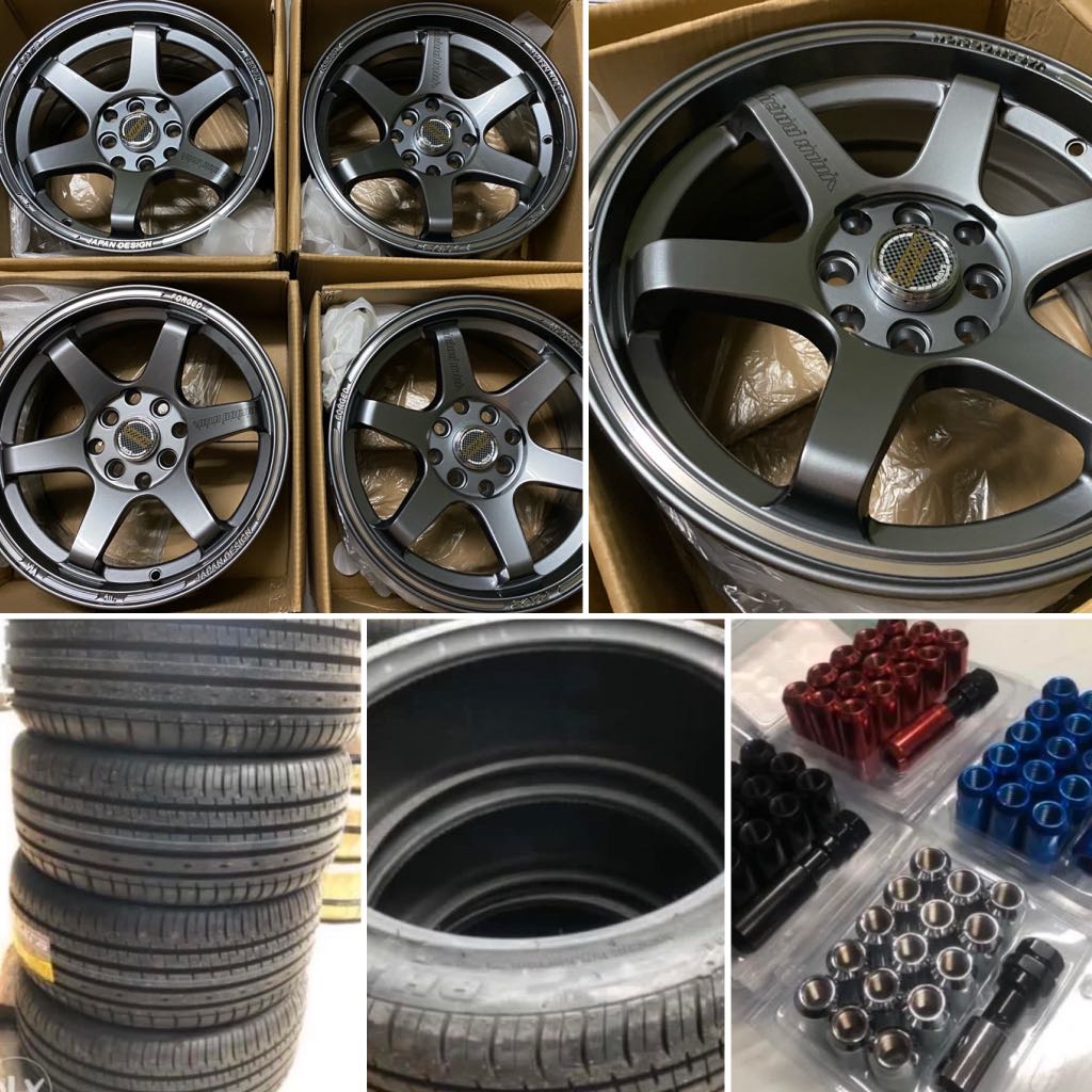 15" TE37 ultra design Gunmetal QC617 Mags 4Holes pcd 100-114 with 195 ...