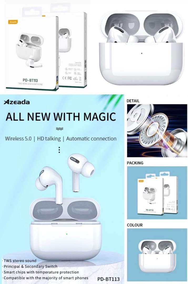 AZEADA (Model: PD-BT113) TWS Wireless Stereo Earpods (With Charging Case), Audio, Earphones on ...