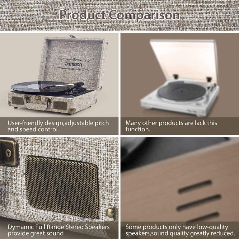 [B549] Ammoon DA206 Record Player 3 Speed Turntable Blue Tooth Record ...