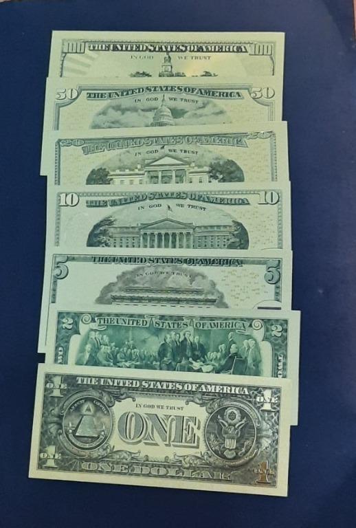Complete Set of US Dollar Fancy Bank Note GOLD Plated, Hobbies & Toys ...