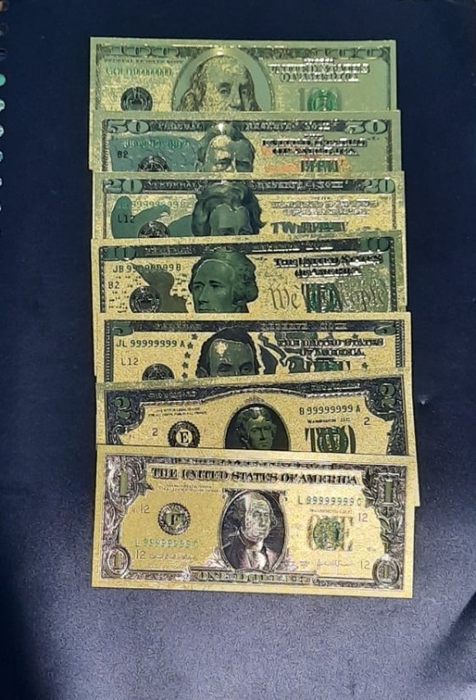 Complete Set of US Dollar Fancy Bank Note GOLD Plated, Hobbies & Toys ...