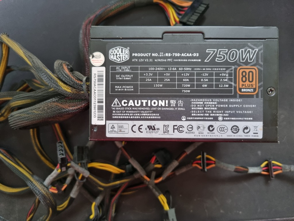 Cooler Master 750W 80+ Bronze PSU, Computers & Tech, Parts ...