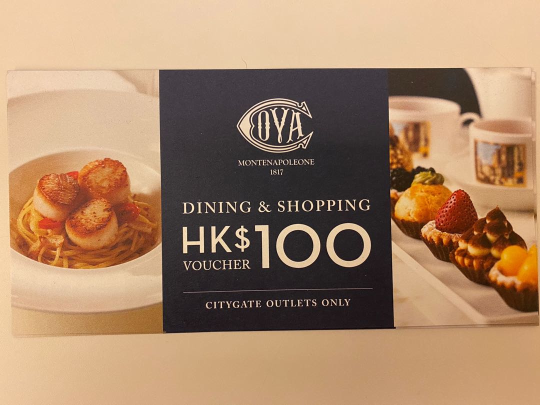 Cova Voucher [Citygate Outlet only], 門票＆禮券, 兌換券 - Carousell