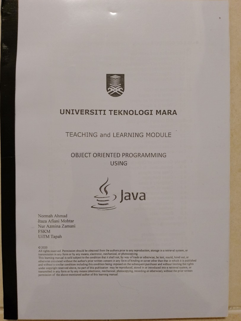 CSC 186 JAVA UITM COMPUTER SCIENCE, Hobbies & Toys, Books & Magazines ...