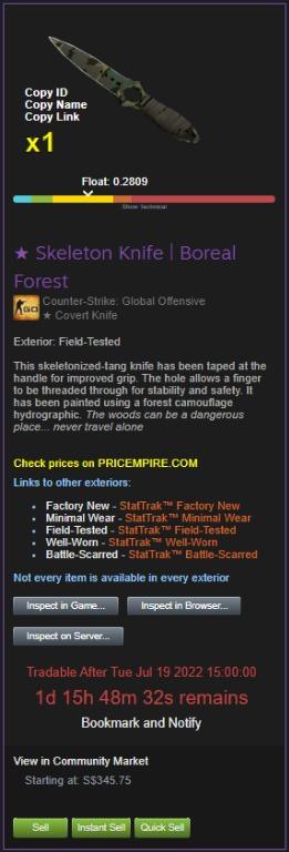 csgo skeleton knife boreal forest, Video Gaming, Video Games, Others on ...
