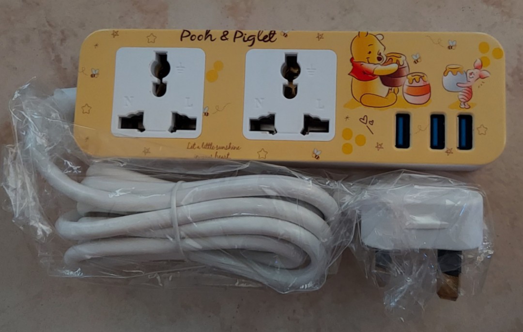 Pooh Bear & Doraemon Extension Socket & USB Charging Point, TV & Home ...