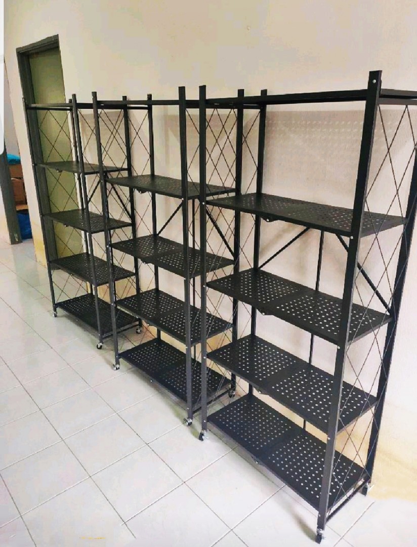 Foldable Rack Rak Lipat Besi Rak Dapur Rak Buku Kitchen Rack Kitchen ...