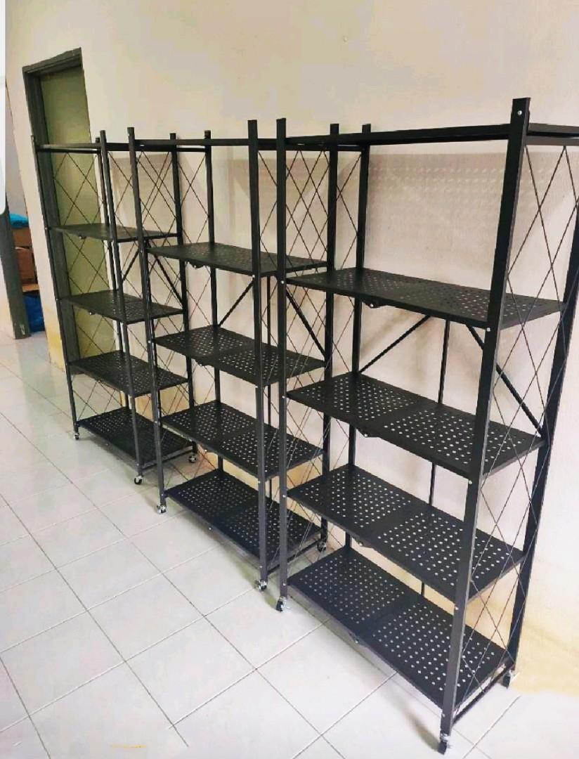 Foldable Rack Rak Lipat Besi Rak Dapur Rak Buku Kitchen Rack Kitchen ...