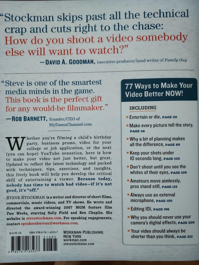 How to shoot video that doesnt suck By Steve Stockman book, Hobbies ...