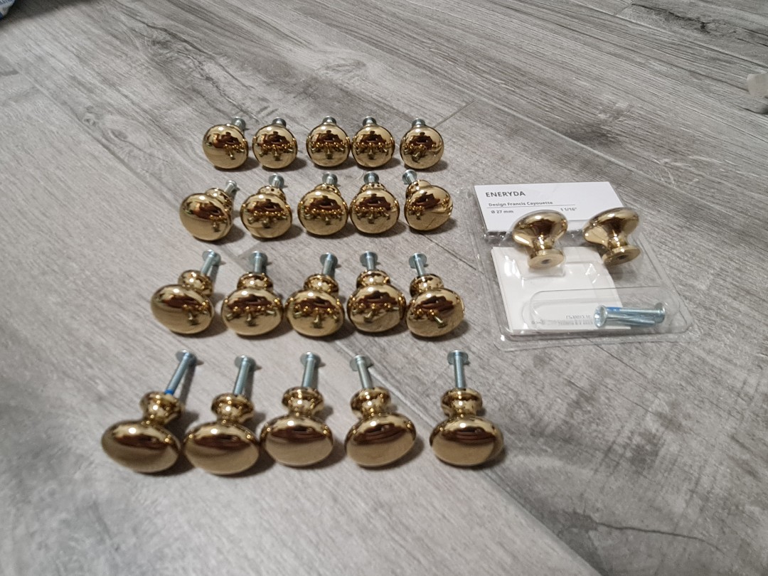 IKEA ENERYDA KNOBS - BRASS 27mm ROUND, Furniture & Home Living ...