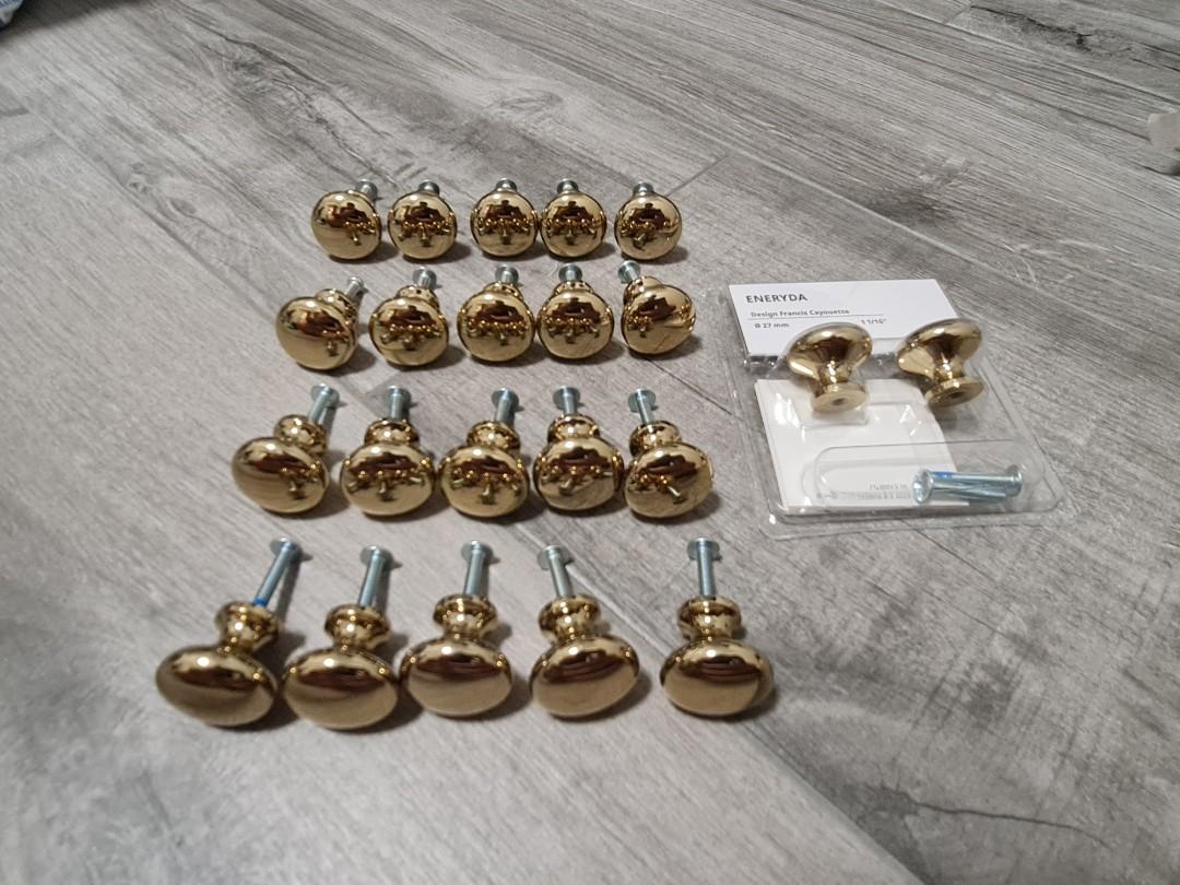 IKEA ENERYDA KNOBS - BRASS 27mm ROUND, Furniture & Home Living ...
