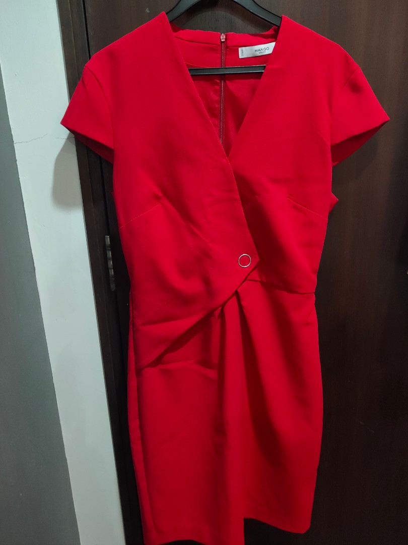 MANGO Red Office Dress, Women's Fashion, Dresses & Sets, Dresses on ...