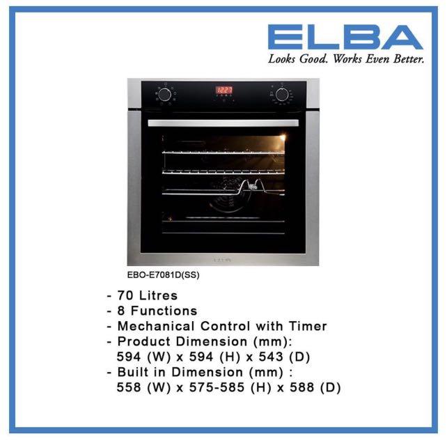 OVEN ELBA Built In Mechanical, Furniture & Home Living, Kitchenware ...