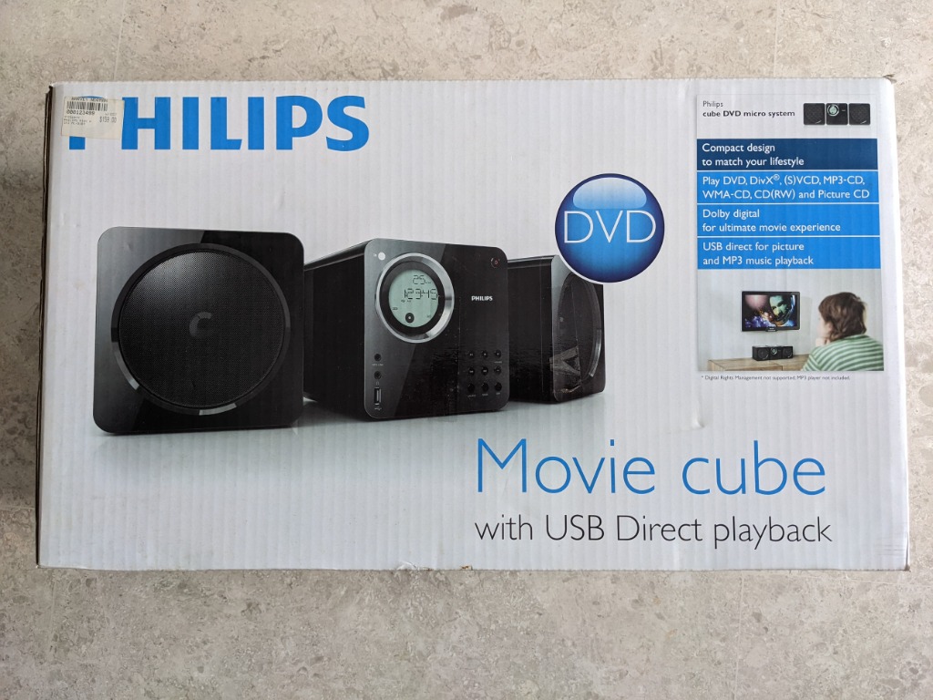 Philips Movie Cube DVD USB Micro Theatre Music System Remote MCD 107/98 ...