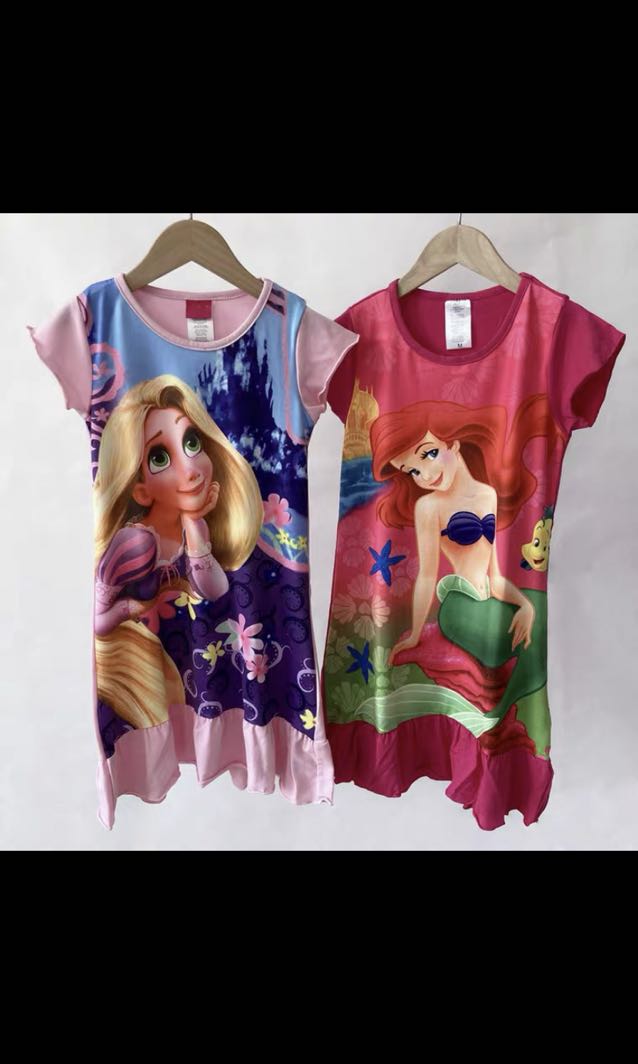 Disney Princess Ariel Mermaid Rapunzel Home Sleep Dress, Babies & Kids ...