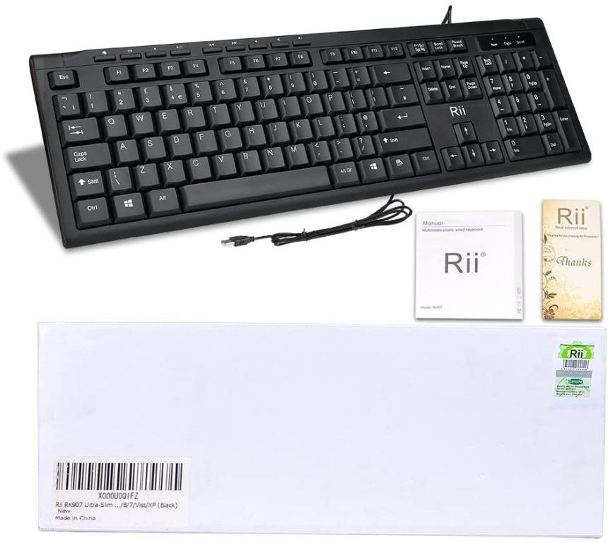 Rii Rk907 Usb Wired Keyboard Full Size Office Keyboard Compatible With ...