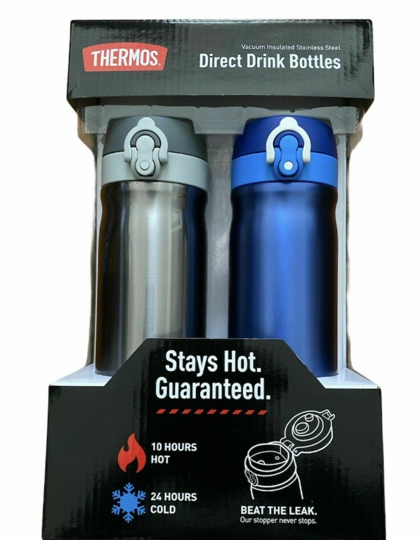 Thermos 470ml Vacuum Insulated Direct-drink Bottle 2 Pack - Gray/Blue ...
