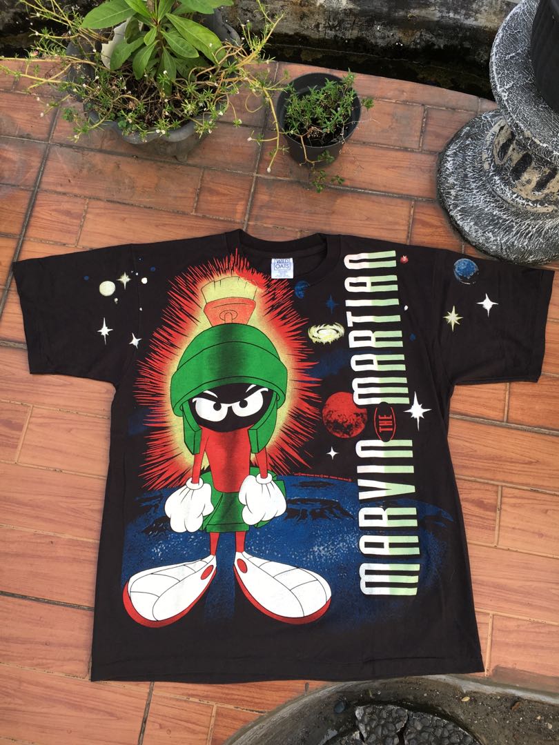 VINTAGE 1993 BOOTLEG MARVIN THE MARTIAN ALL OVER PRINT, Fesyen Pria ...