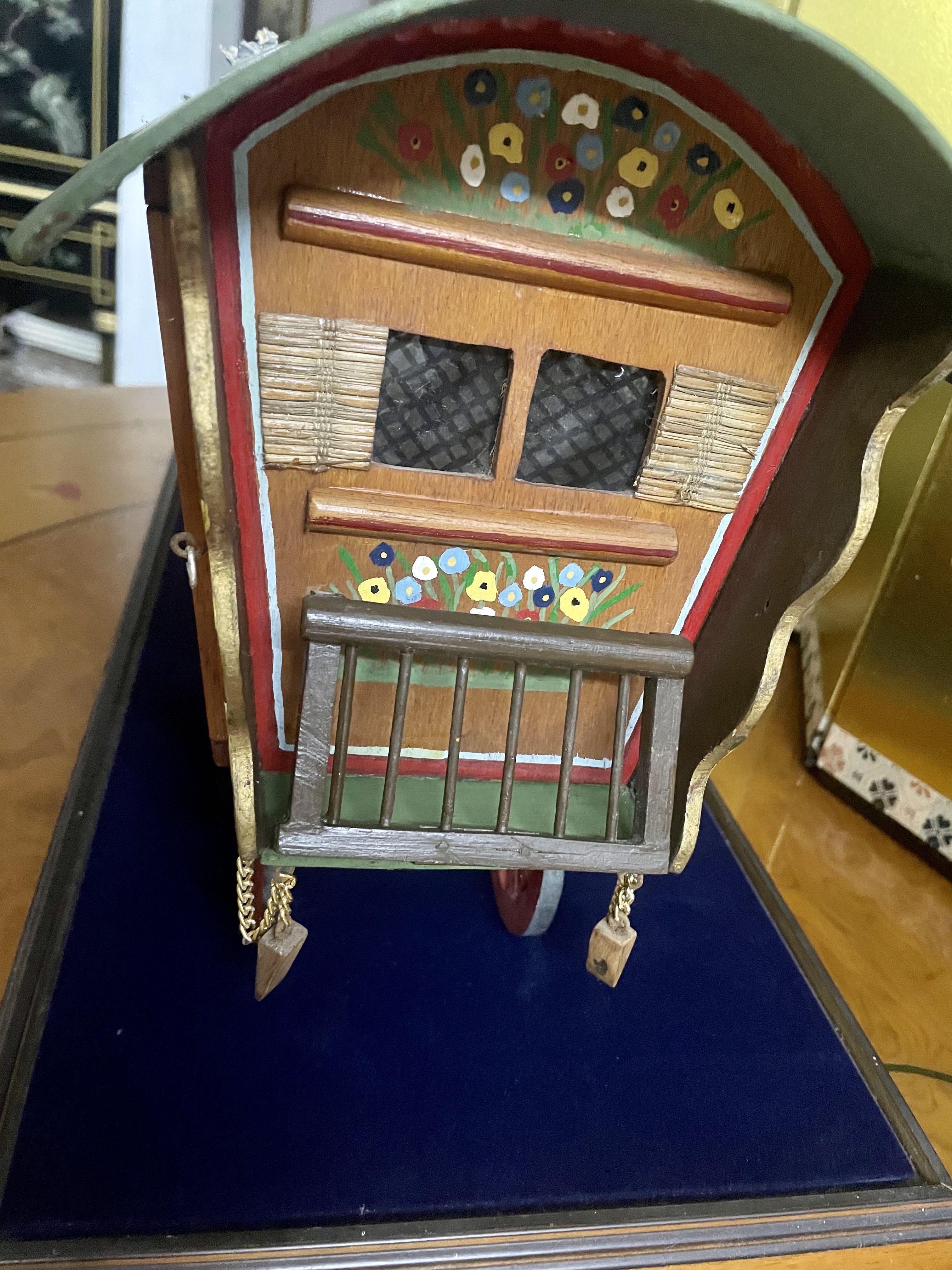 Vintage English Miniature Gypsy Caravan wooden Wagon Hand Made with ...