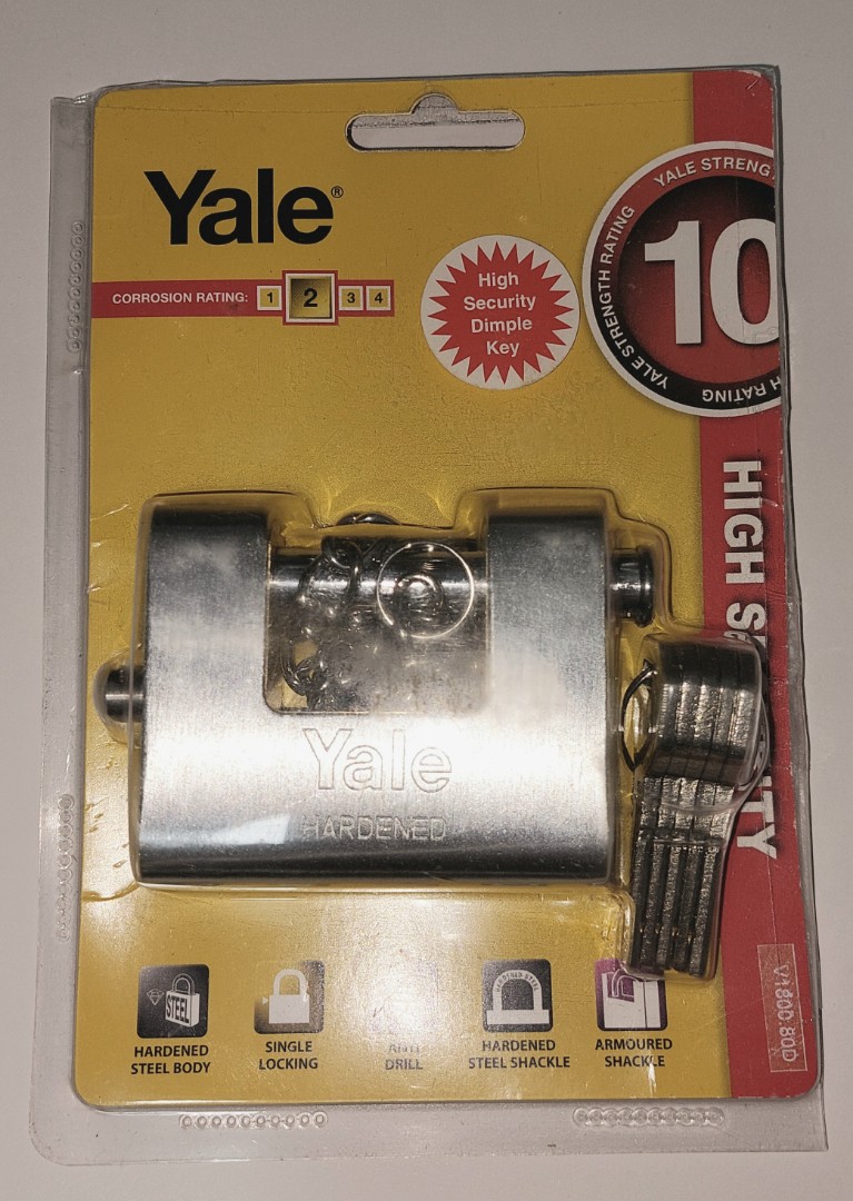 Yale V1800 High Security Armor Padlock Dimple Key, Furniture & Home ...
