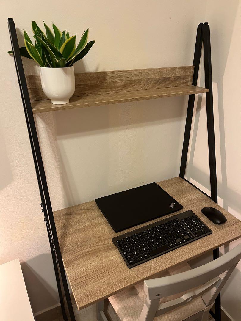 2 Tier Ladder Computer Desk with Storage Bookshelf, Furniture & Home ...