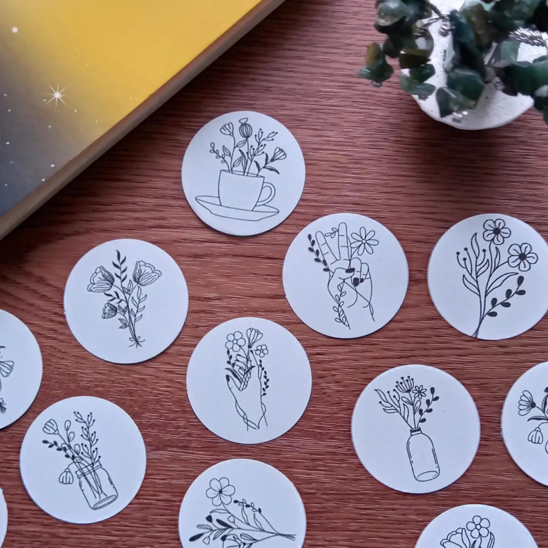 35 Pieces Line Art Sticker Flakes, Hobbies & Toys, Stationary & Craft ...