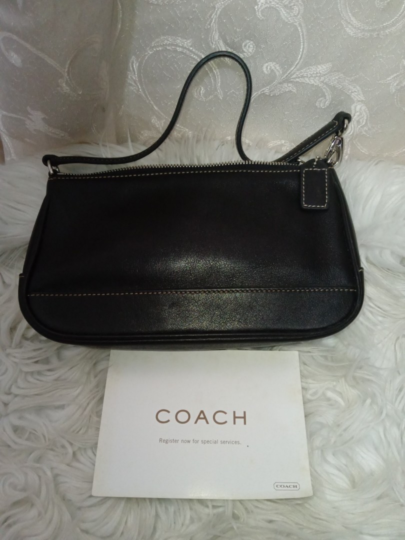 COACH Classic Black Leather HAMPTON Demi Small Purse Or Wrislet - 7785 ...