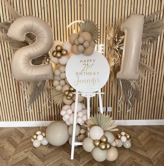 Cream nude neutral colour balloons | birthday set up | party ...