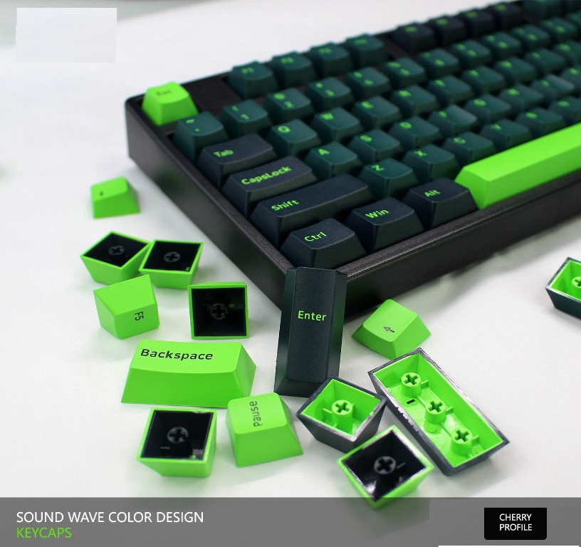 Doubleshot PBT Keycaps GMK Soundwave Green key cap 155 keys cherry ...