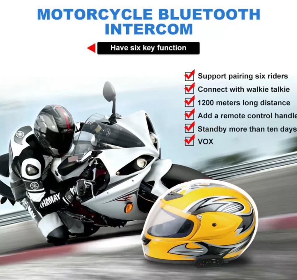 EJEAS E6 Bluetooth Motorcycle Helmet Intercom Headset 1200M Motorbike ...