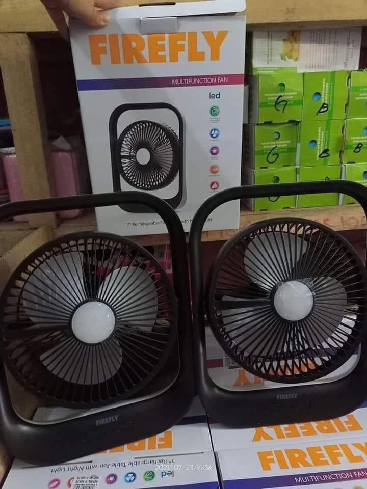 Firefly Rechargeable Electric Fan W/ Light and Usb charger, Furniture ...