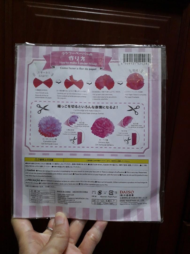 FREE! DIY paper flower Daiso, Hobbies & Toys, Stationery & Craft ...