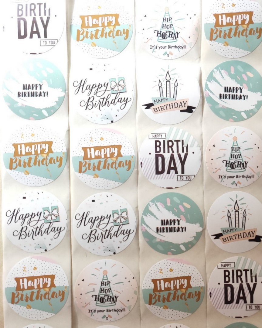 Happy birthday sticker labels, Hobbies & Toys, Stationery & Craft, Art ...
