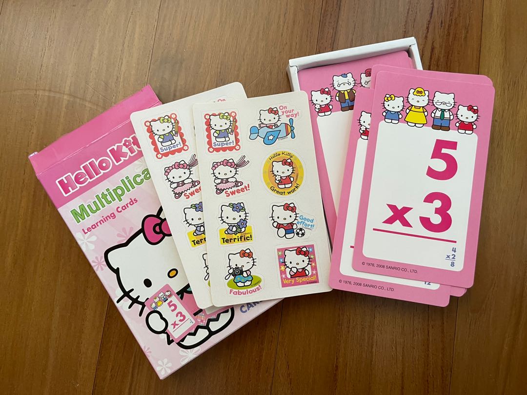 Hello kitty multiplication learning cards, Hobbies & Toys, Toys & Games ...