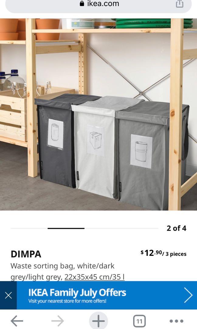 IKEA Dimpa waste sorting bags - White, Furniture & Home Living ...