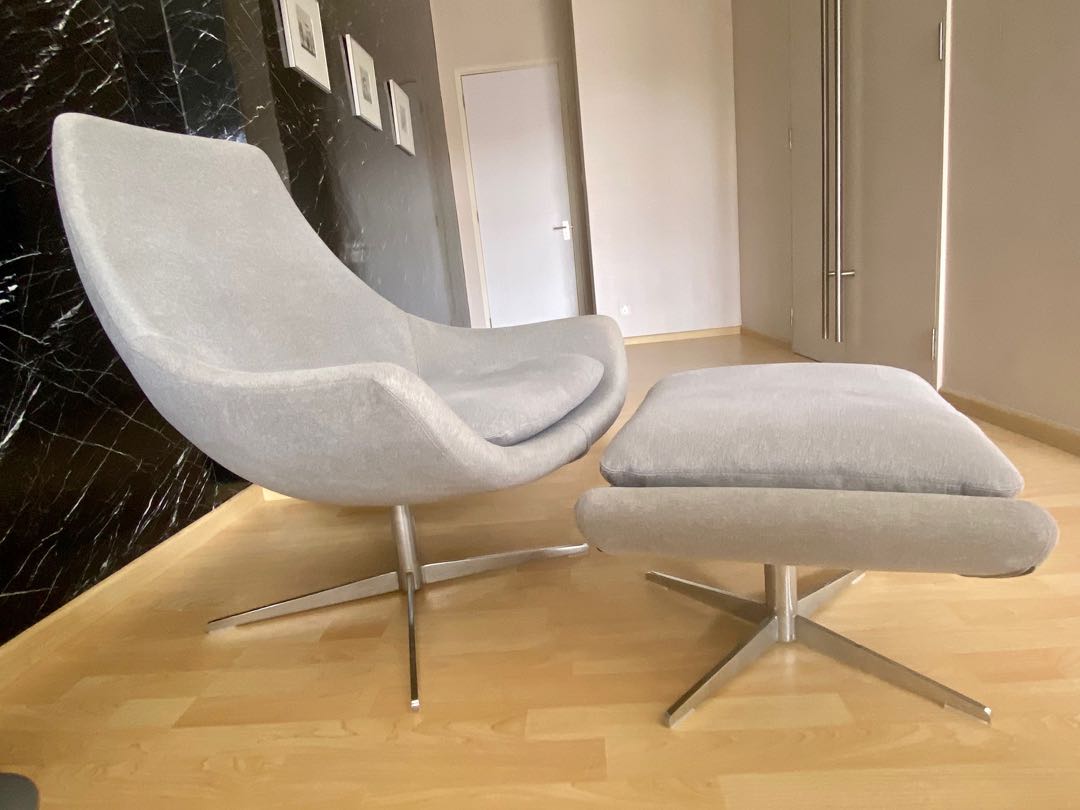 Lounge Chair with foot stool, Furniture & Home Living, Furniture ...
