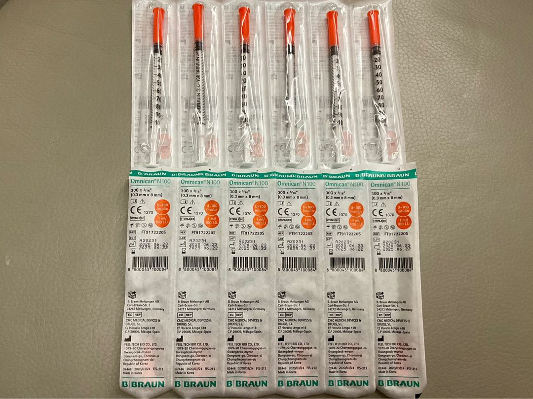 Omnican N100 insulin syringe - 1ml/100 I.U. (80 pcs) 胰島素注射針筒連針 80支, 健康及 ...