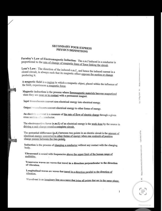 Physics O level Formula and Definitions list, Hobbies & Toys, Books ...