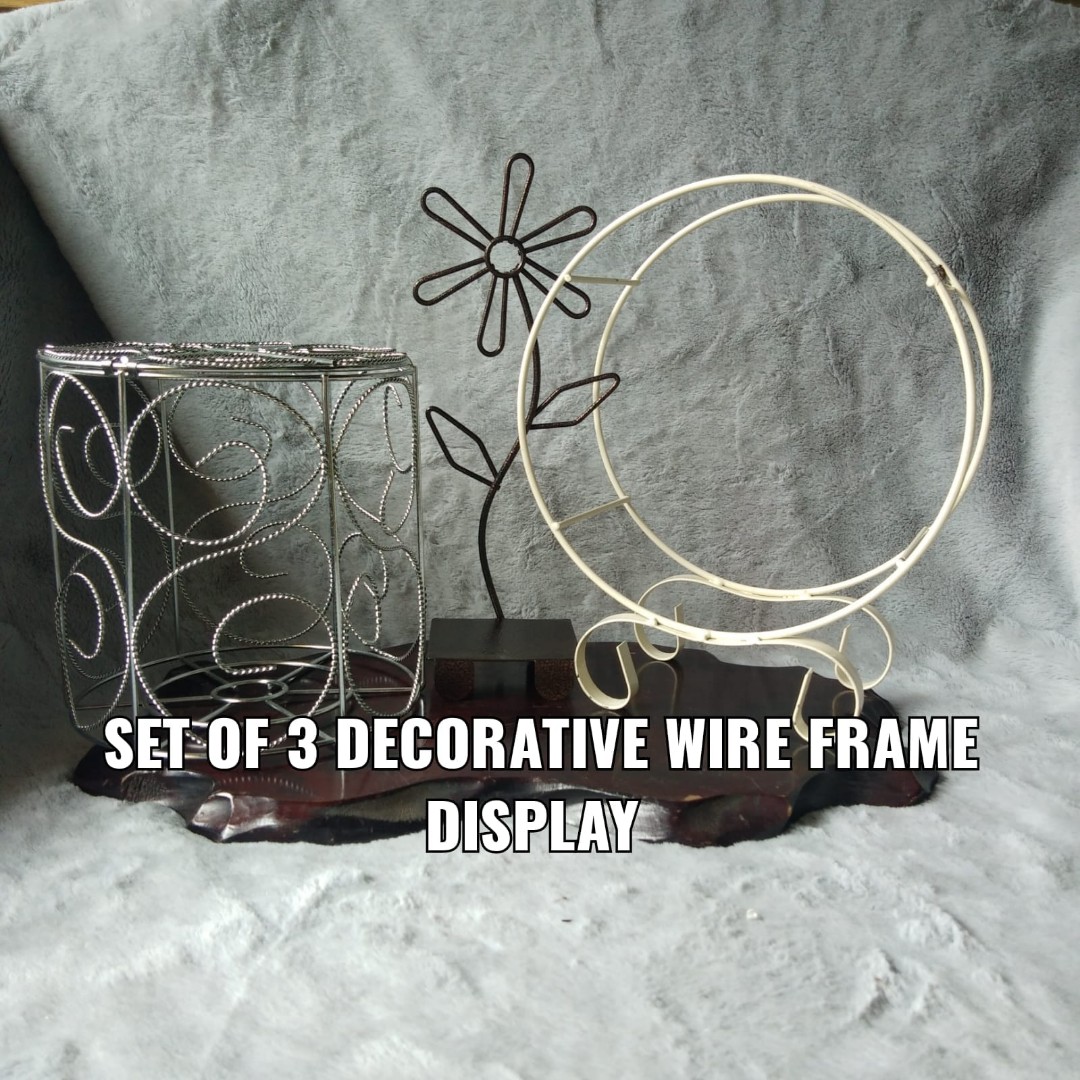 SET OF 3 DECORATIVE WIRE FRAME DISPLAY, Furniture & Home Living, Home ...