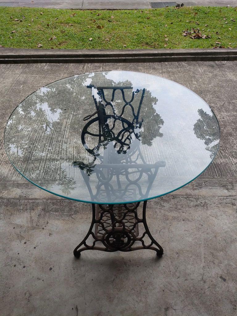 Singer stand w/glass table top, Furniture & Home Living, Home Decor ...