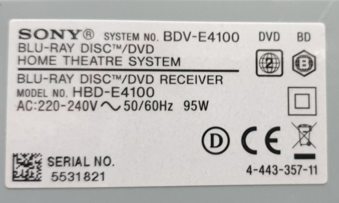 Sony Home Cinema (BDV-E4100 All-in-One sound system, Bluetooth, WiFi ...