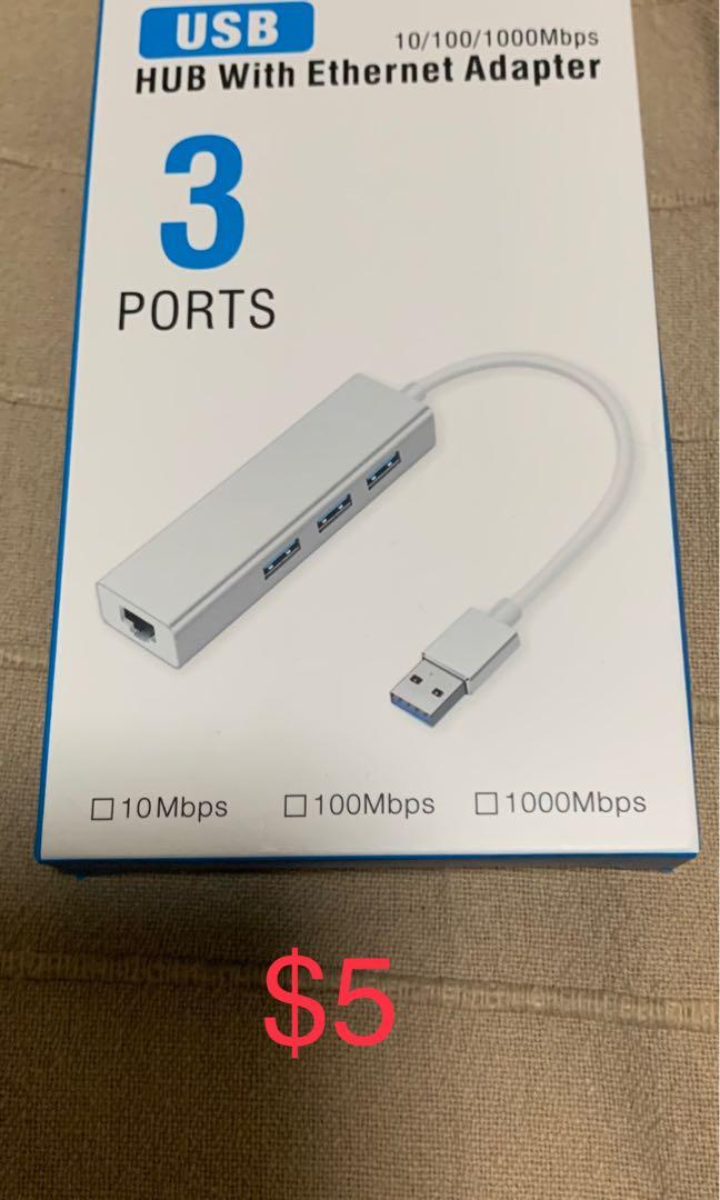 Usb hub with eternet adapter, Computers & Tech, Parts & Accessories ...