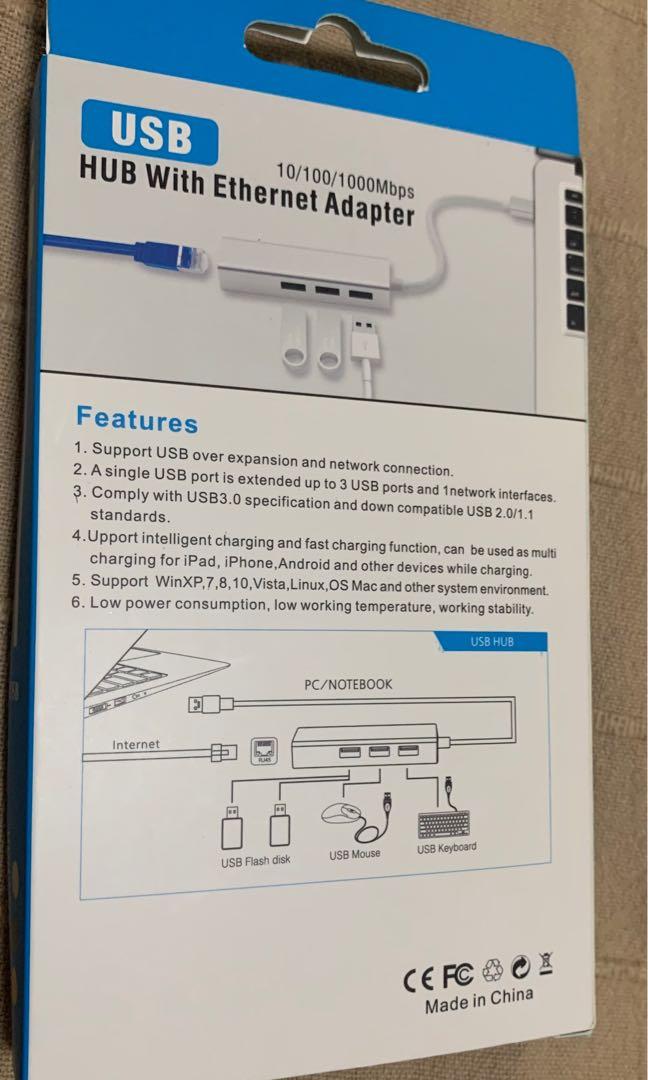 Usb hub with eternet adapter, Computers & Tech, Parts & Accessories ...