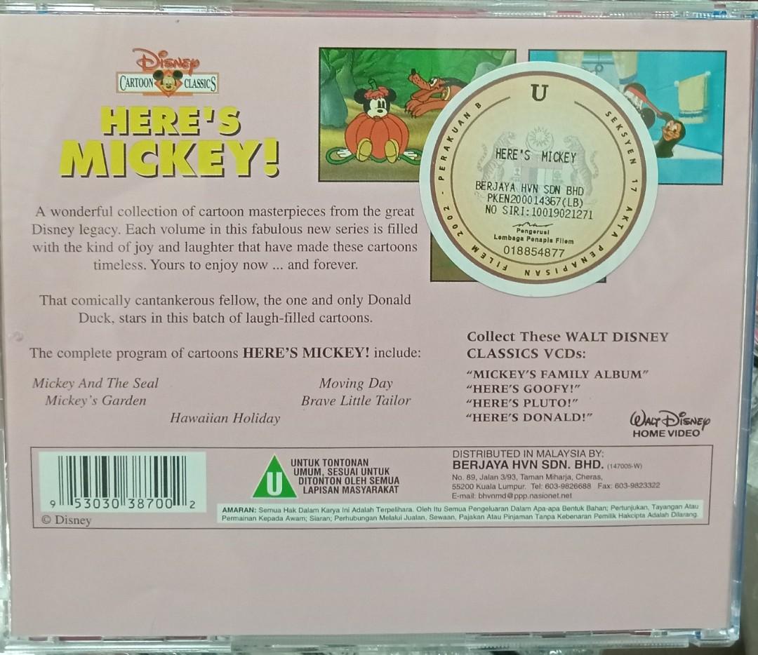 VCD Disney Mickey Here cartoon animation, Hobbies & Toys, Music & Media ...